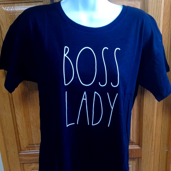 Rae Dunn | Tops | Rae Dunn Black Boss Lady Tshirt Size L | Poshmark